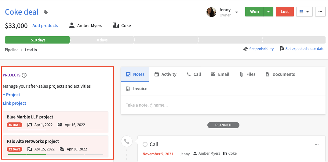 Projects vs. deals - Knowledge Base | Pipedrive